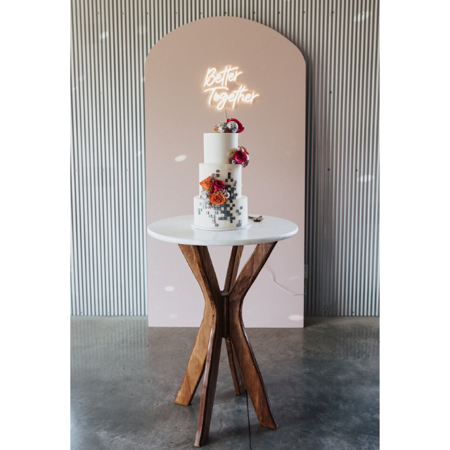 Round White Pub Table - Vicars Built Rentals